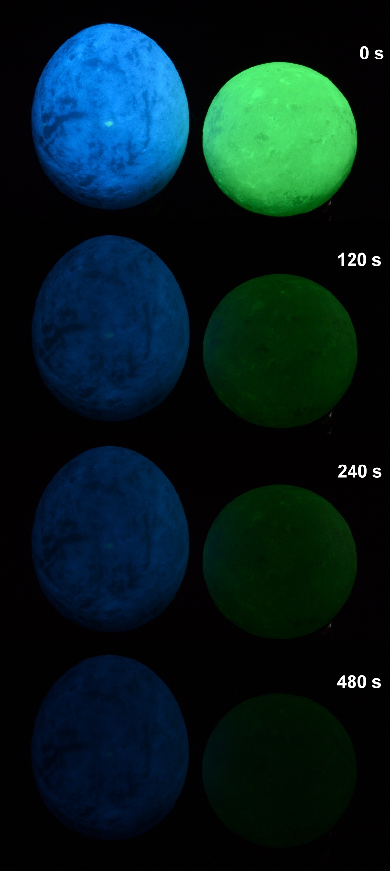 Spec4Gem - Glowing in the dark bright green sphere and blue egg